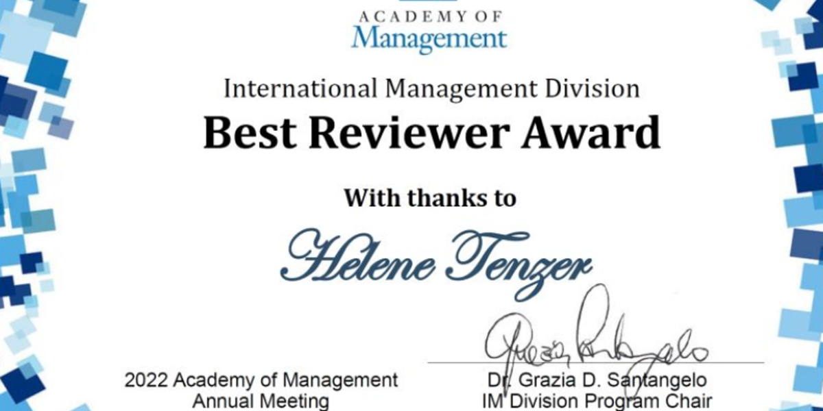 Best Reviewer Award a … - LMU Munich School of Management - LMU Munich
